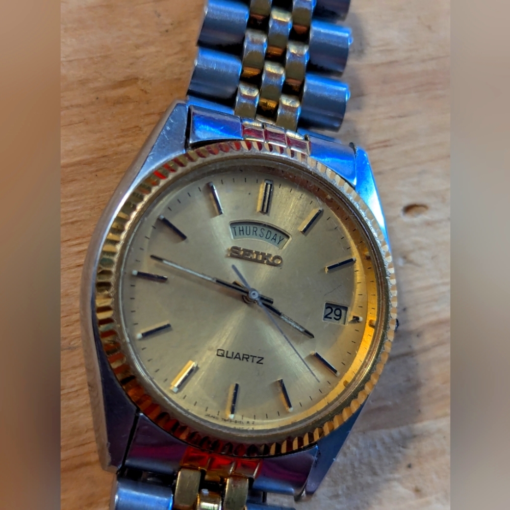 Vintage Presidential Seiko Men's Gold Tone Band Day D… - Gem